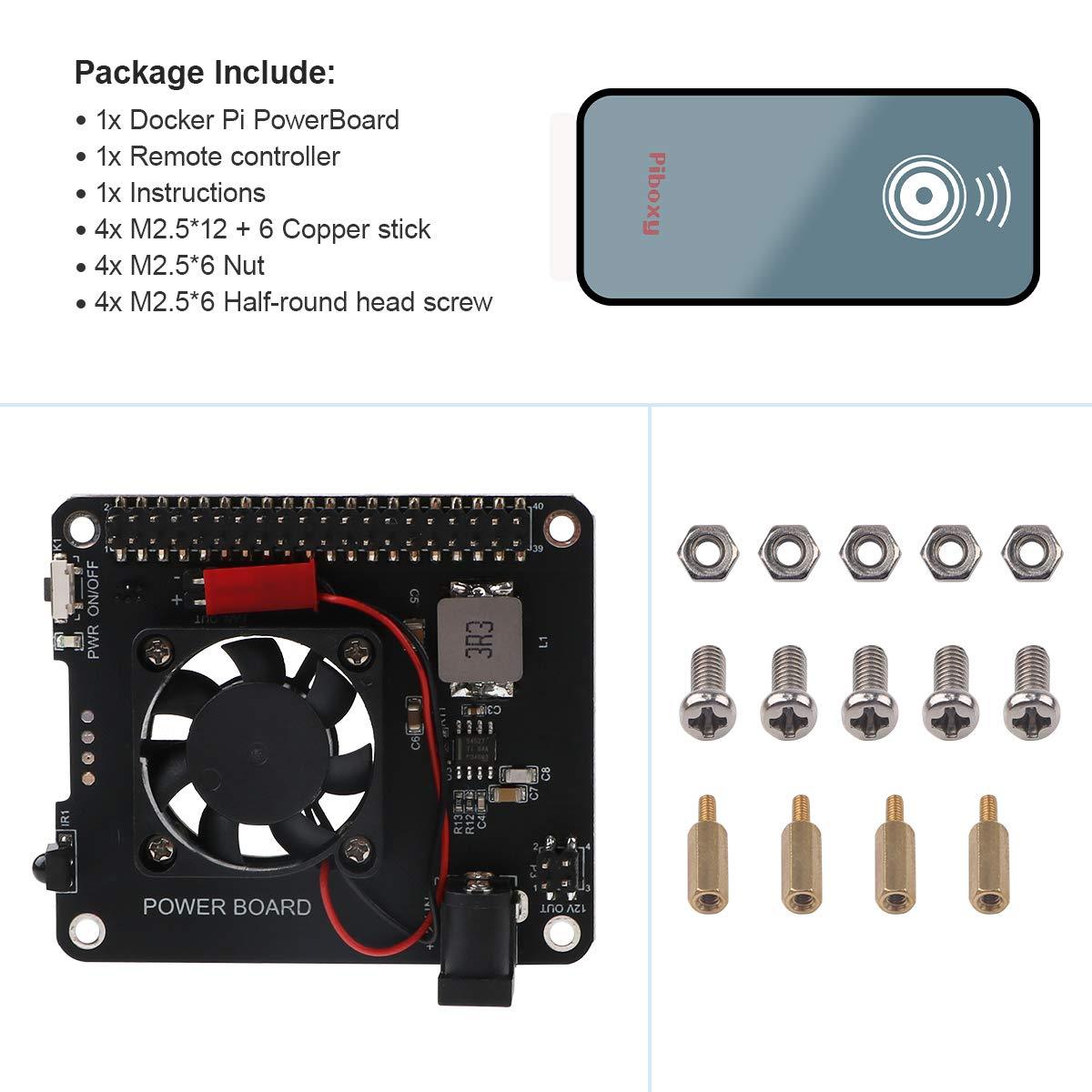 MakerFocus DockerPi Power Board 20W with Fan Remote Control Compatible