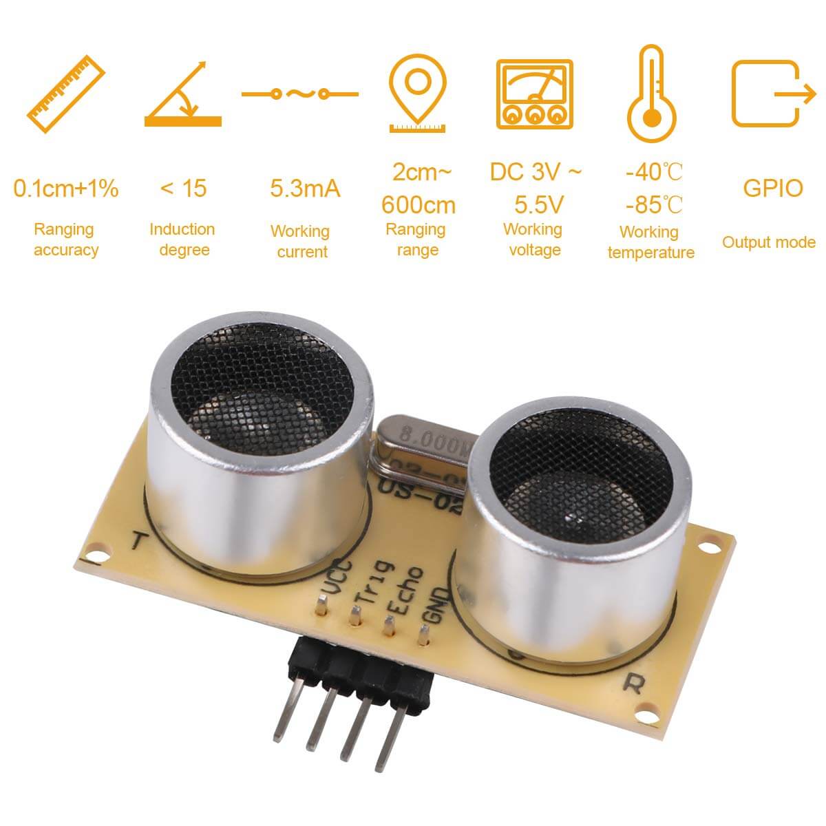 MakerFocus 5pcs US-026 Ultrasonic Module Distance Sensor Kits Ranging Module for Servo Arduino