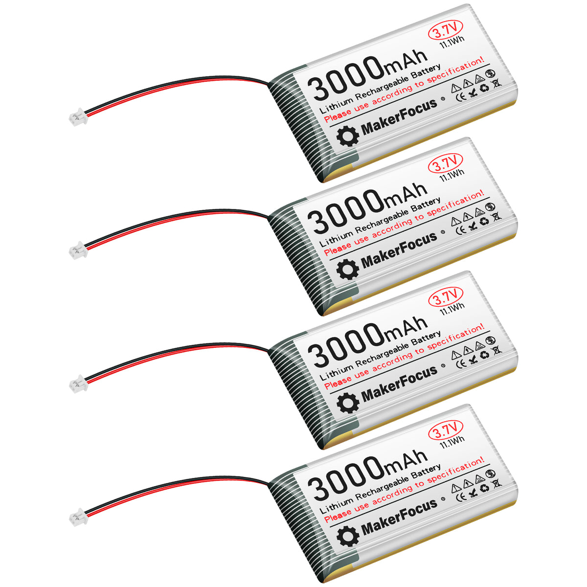 Makerfocus 3.7V 3000mAh Lithium Rechargeable Battery 1S 3C LiPo Batter ...