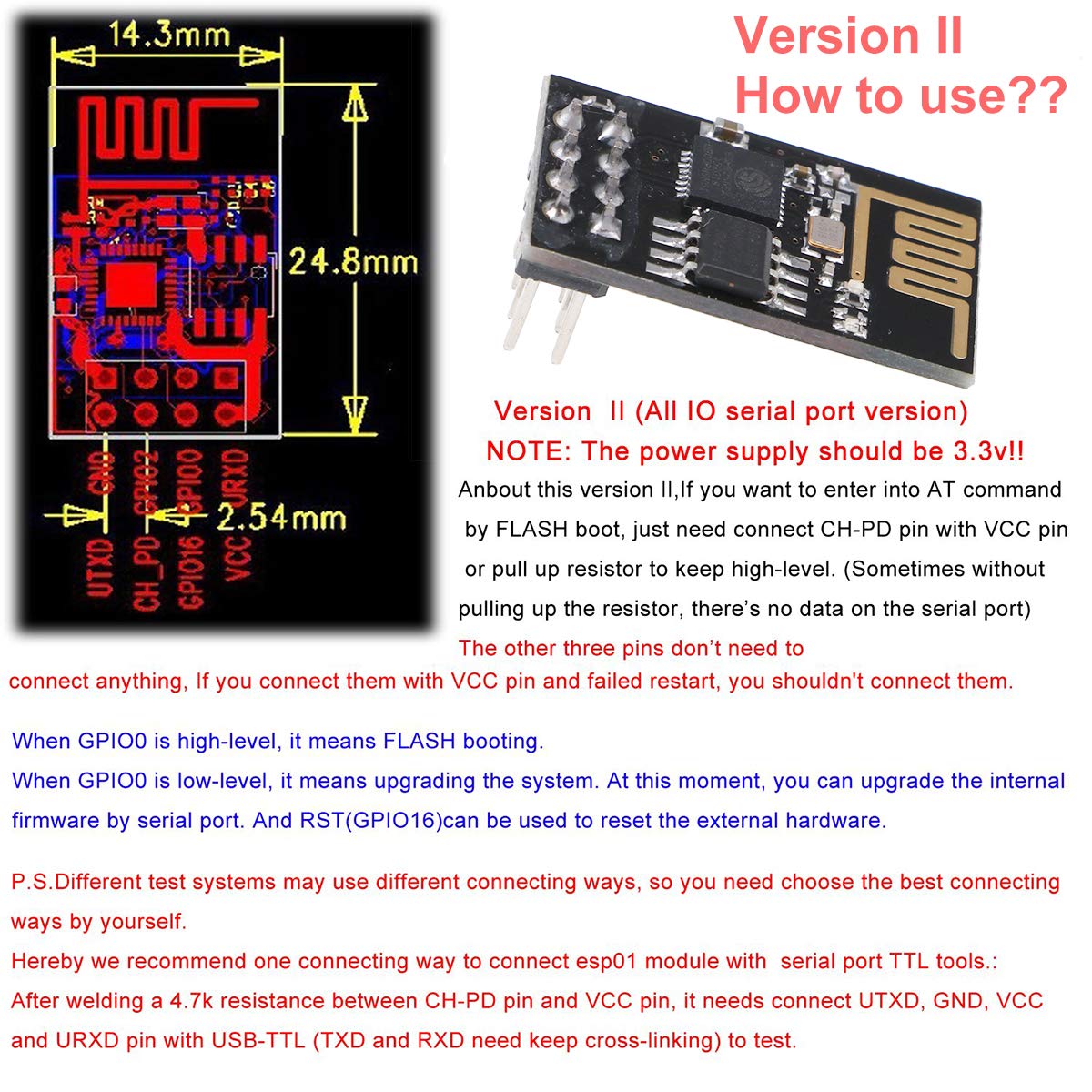 Esp8266 01s ESP8266 ESP 01S Module WIFI Serial Module 1MB Flash ESP01