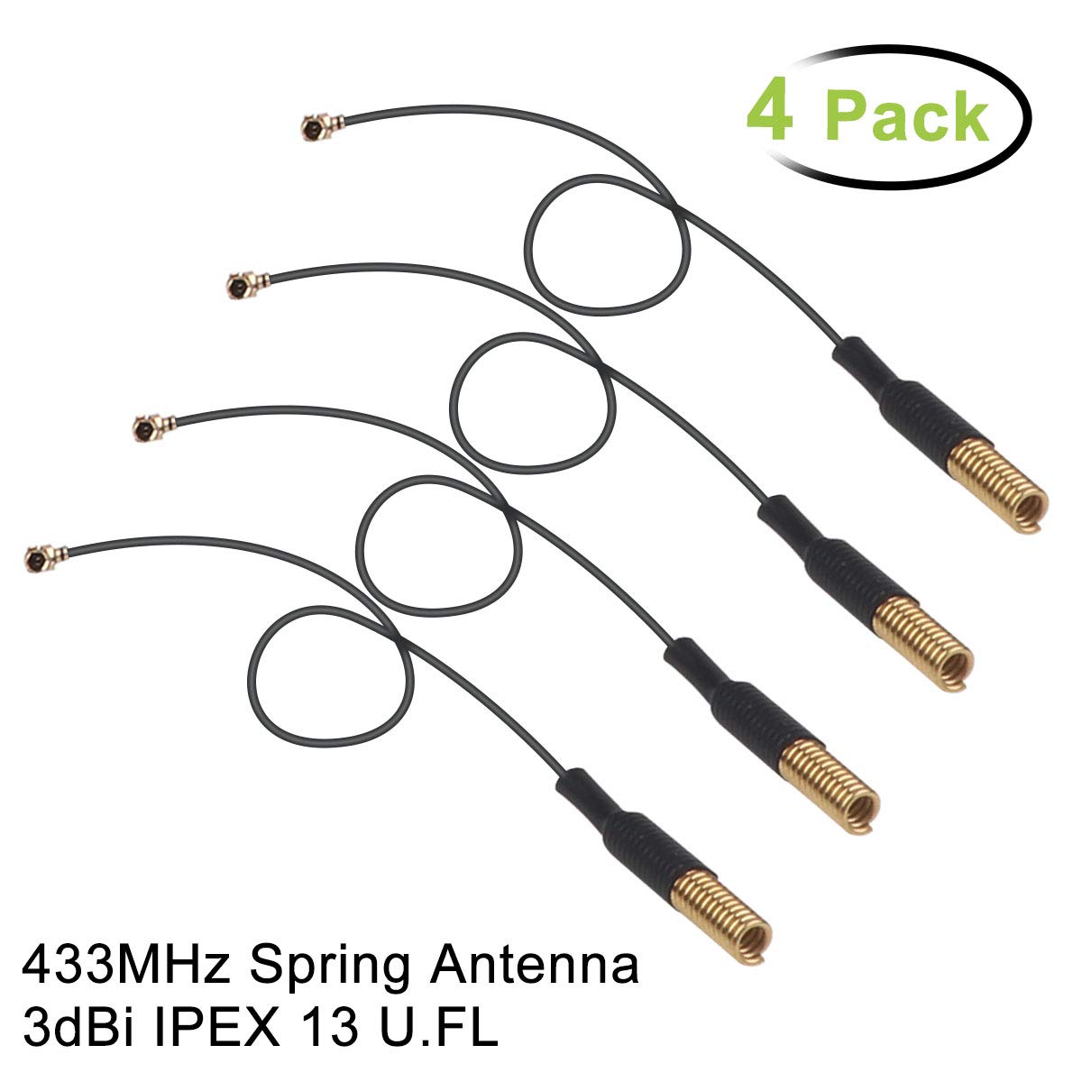 MakerFocus 4pcs 433MHz 3dBi Spring Antenna with IPEX 13 U.FL Connector