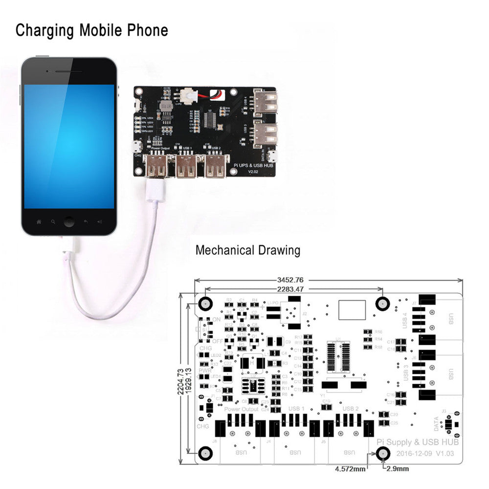 Raspberry Pi Supply Module with 3800mAh Lithium Battery for Raspberry ...