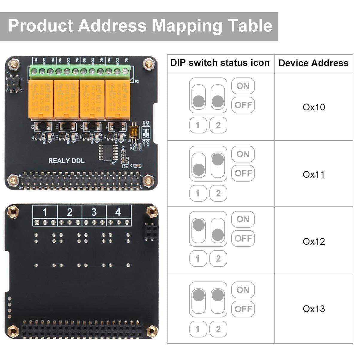 MakerFocus 4 Channel Relay Board Module for Raspberry Pi 4B/3 Model B+