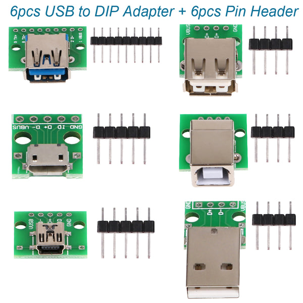 USB Type B Adapter Square Interface Female to DIP PCB Power Breakout B ...