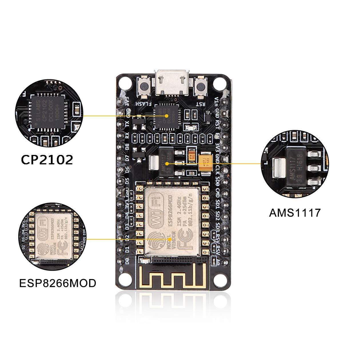 ESP8266 NodeMCU LUA CP2102 ESP-12F WiFi Internet Development Board Ser – MakerFocus