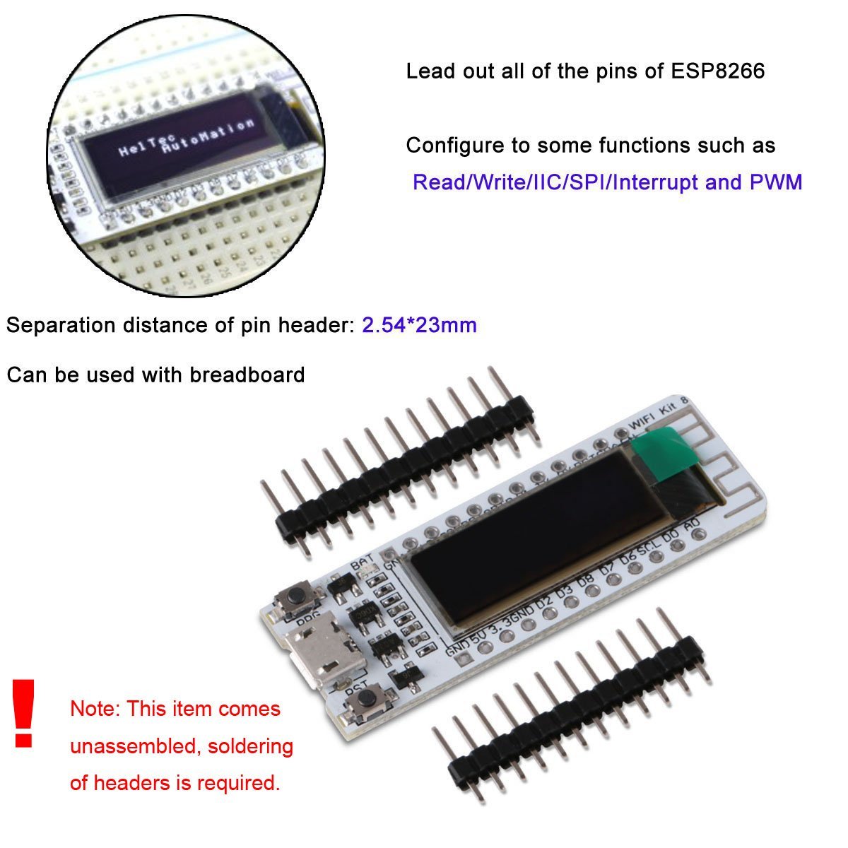 MakerFocus ESP8266 Wifi Development Board with 0.91 Inch OLED Display