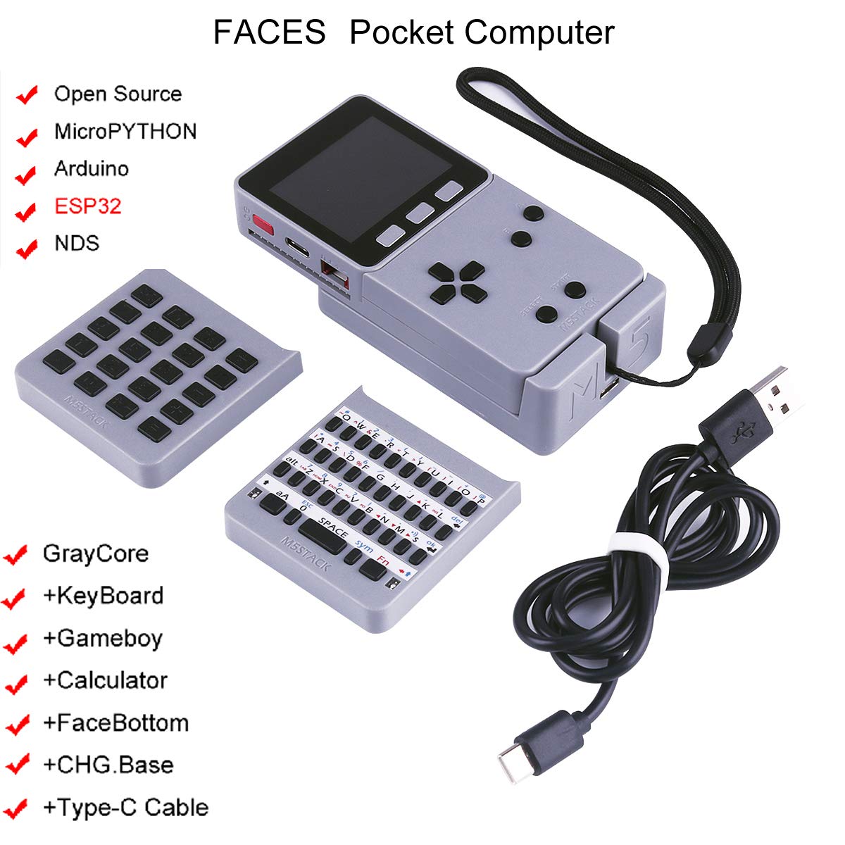 M5Stack Faces Pocket Computer with Keyboard/Game/Calculator – MakerFocus