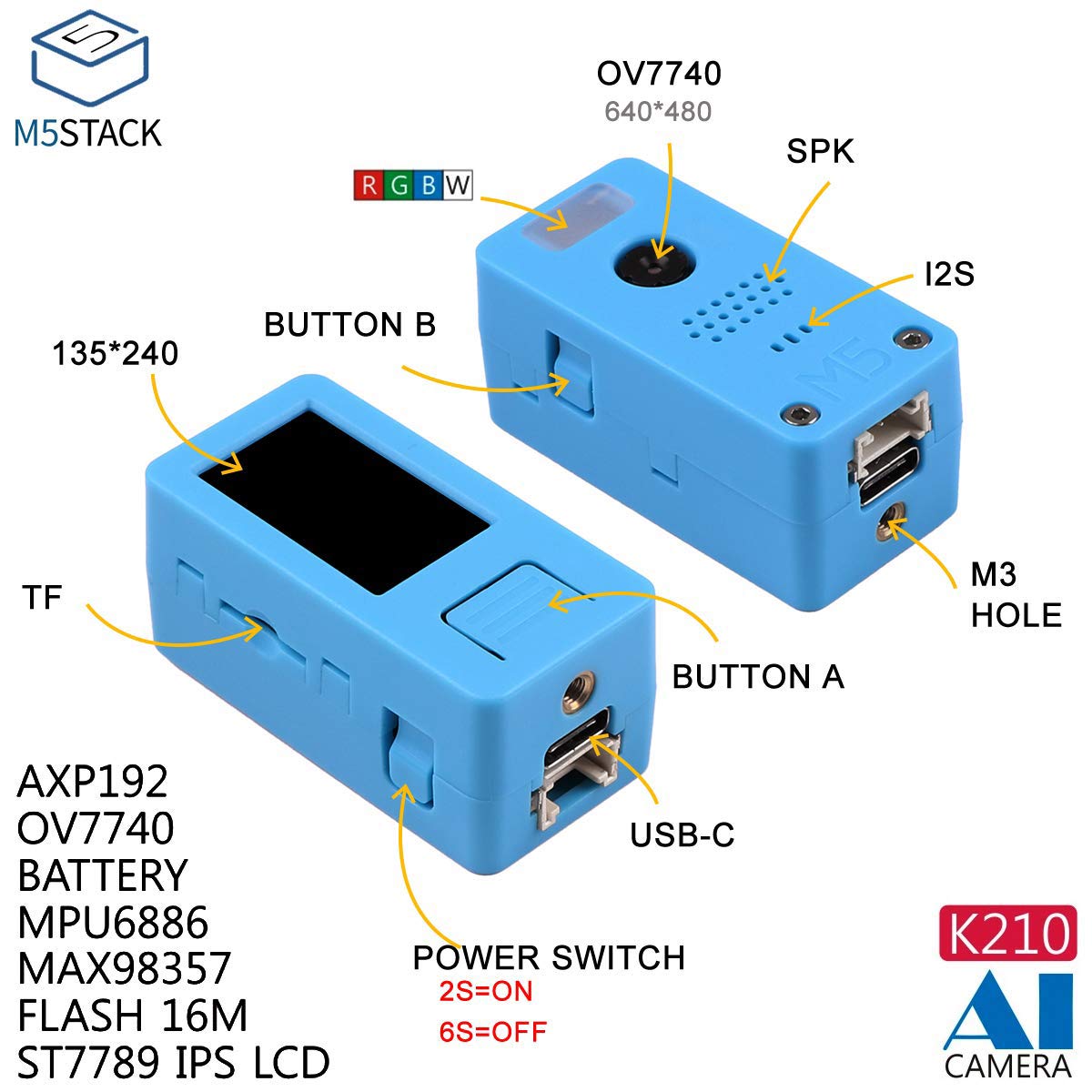 M5Stack Stick-V K210 AI Camera(Without Wifi) for Face Recognition and ...