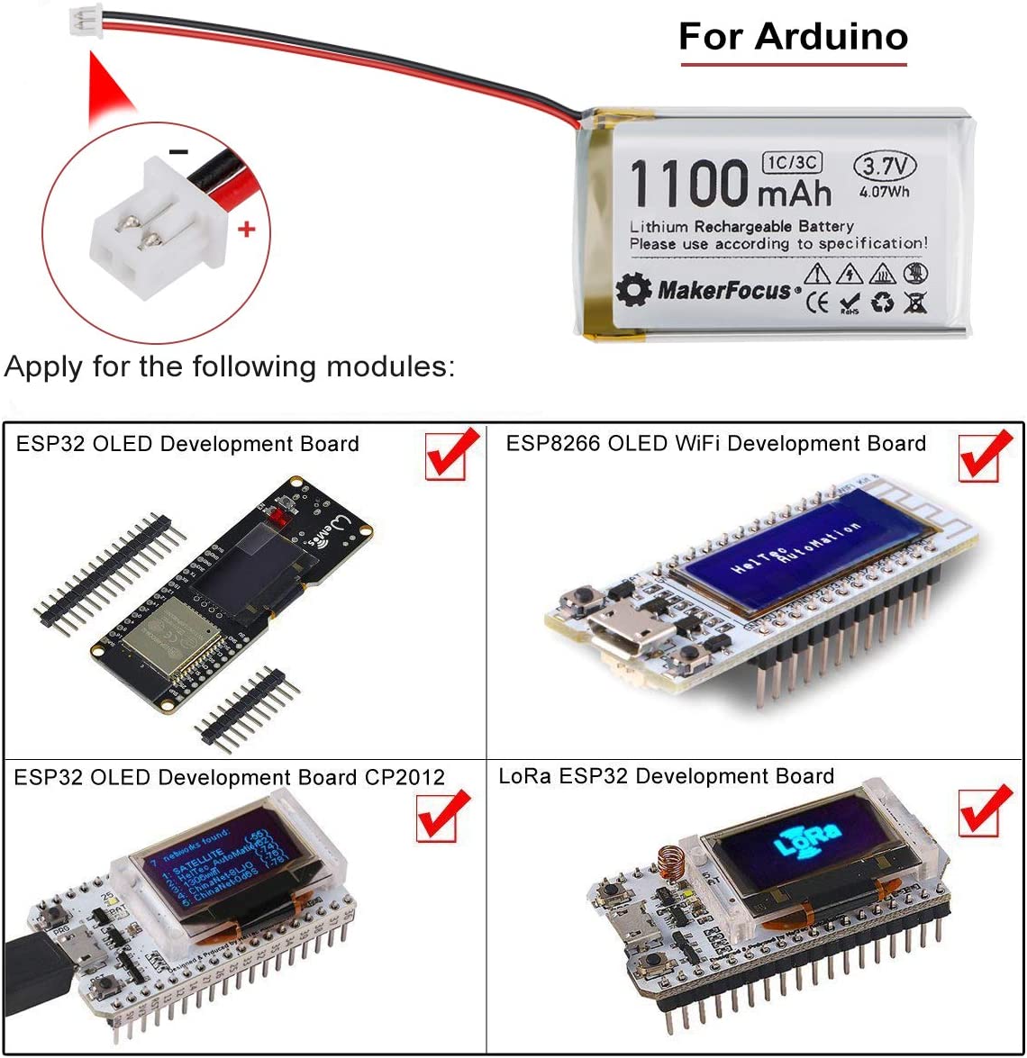 Makerfocus 3.7V 1100mAh Lithium Rechargeable Battery 1S 3C Lipo Batter ...