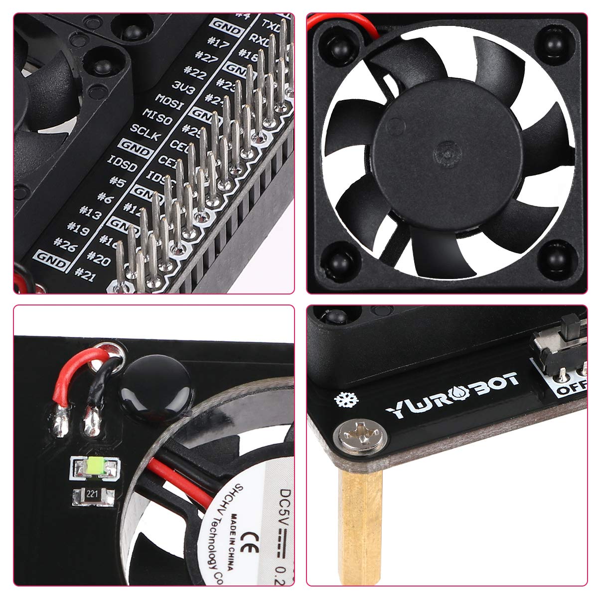 MakerFocus Raspberry Pi 4B GPIO Expansion Board with Dual Fan ...