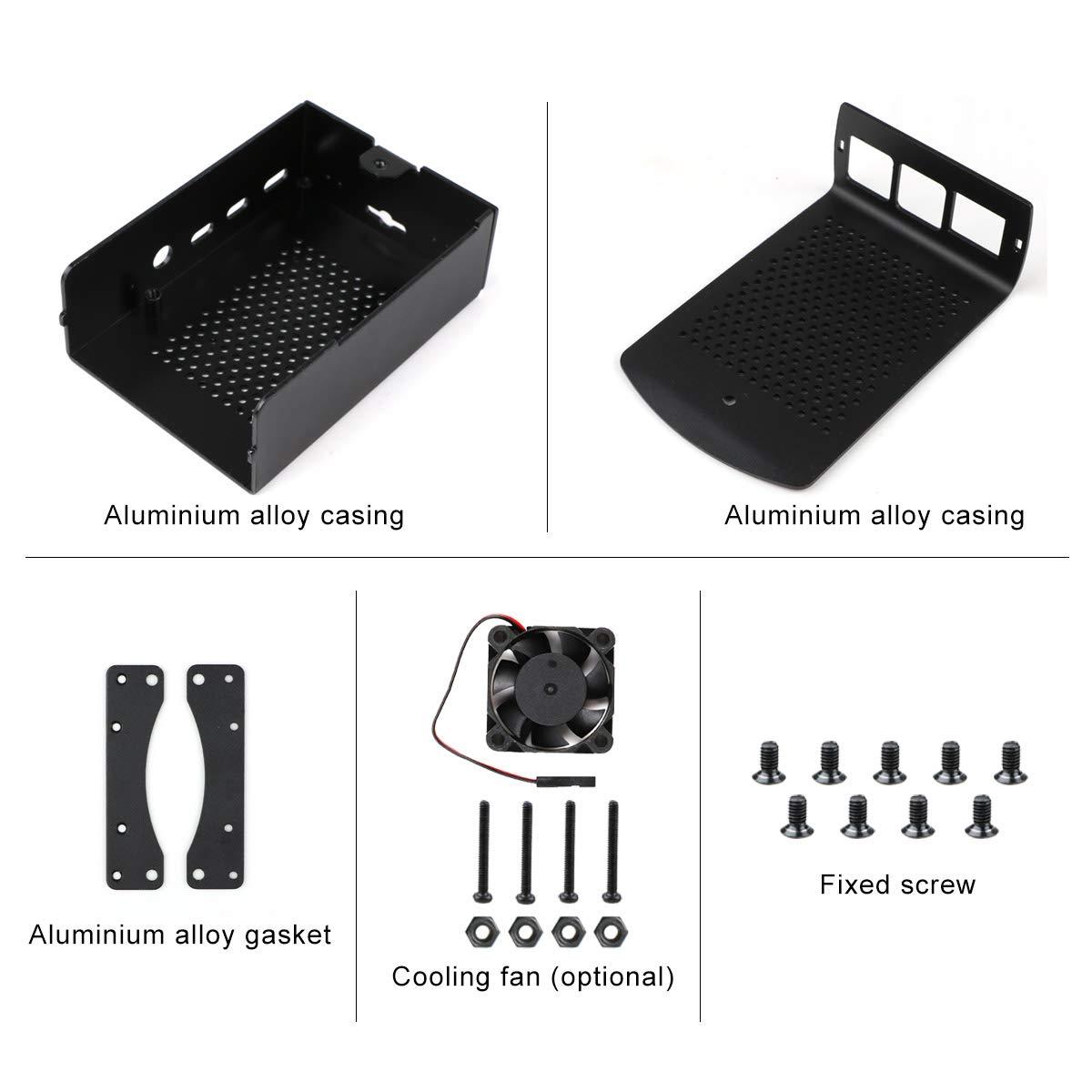 MakerFocus Raspberry Pi 4 Aluminum Alloy Case with 5V 0.1A Fan Heat Si