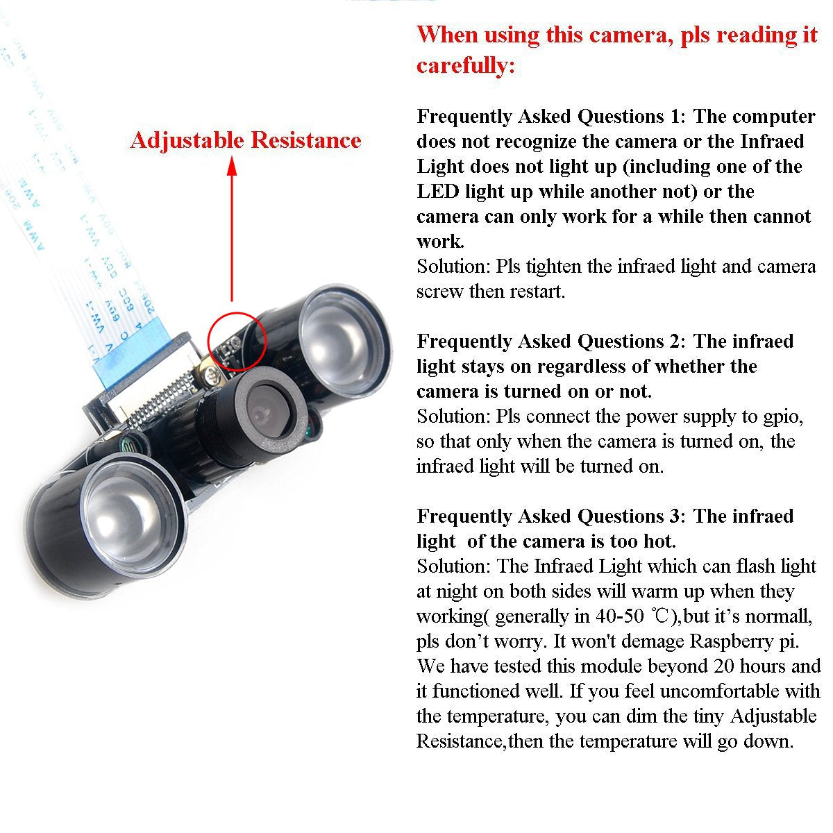 MakerFocus Raspberry Pi 4 Camera Night Vision Adjustable-Focus Compati