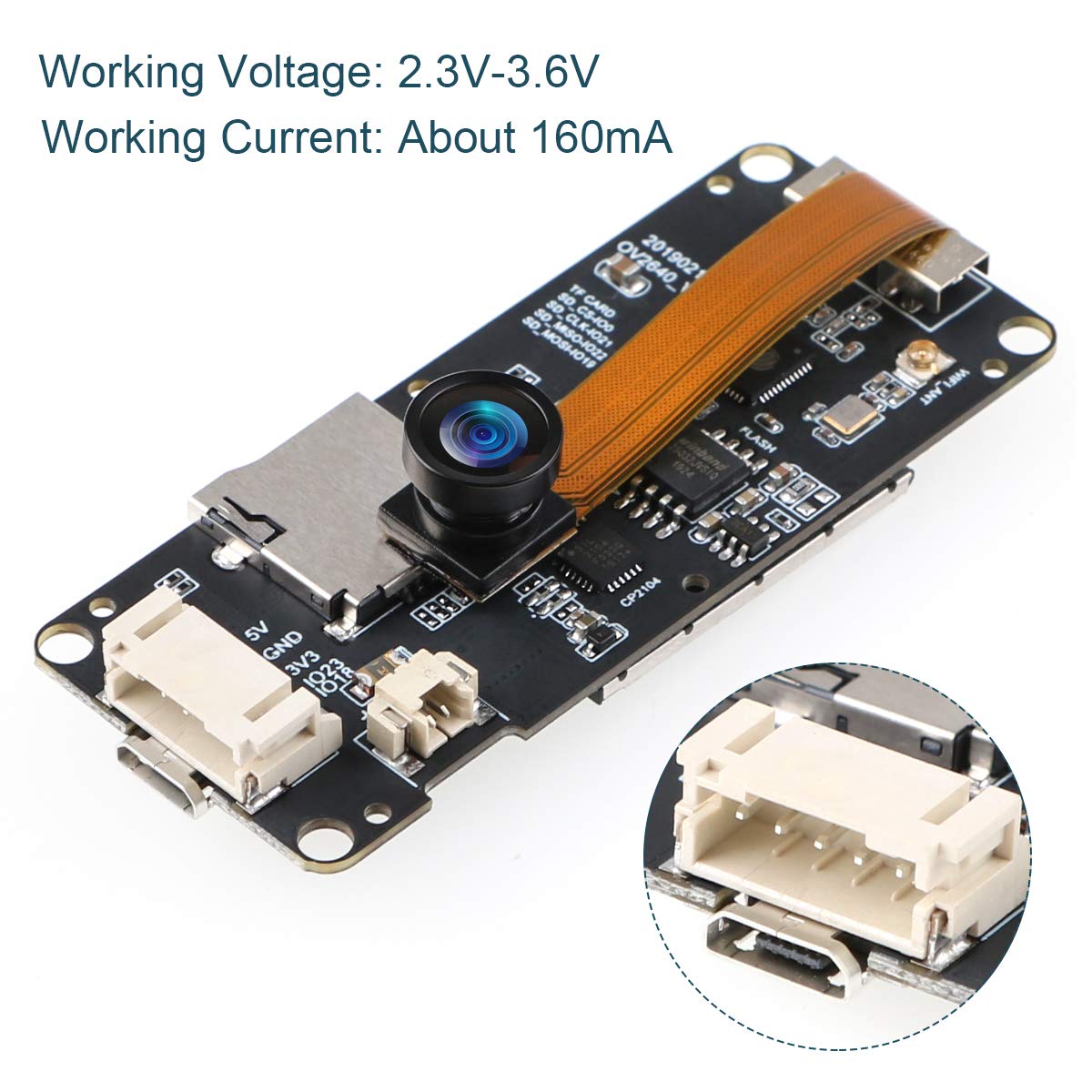 MakerFocus TTGO T-Camera Plus ESP32-DOWDQ6 8MB SPRAM Fish Eye Rear Cam