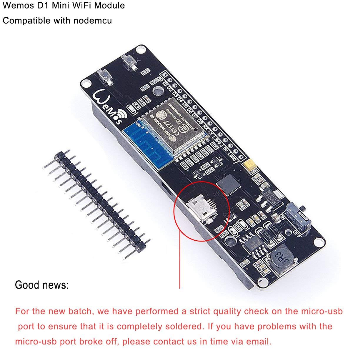 MakerFocus Wemos D1 Mini WiFi Module with 18650 Battery Slot ESP WROOM